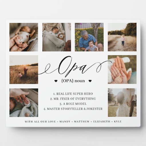 Opa Definition Script Photo Collage Keepsake Plaque | Zazzle