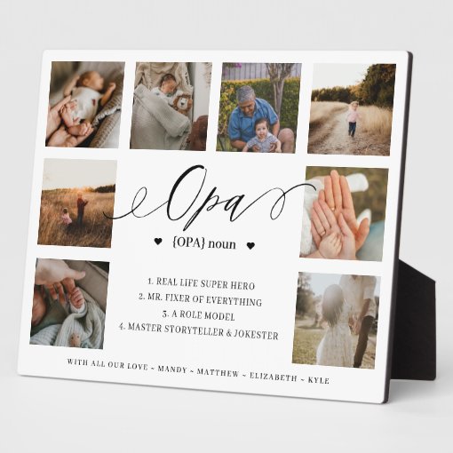 Opa Definition Script Photo Collage Keepsake Plaque | Zazzle