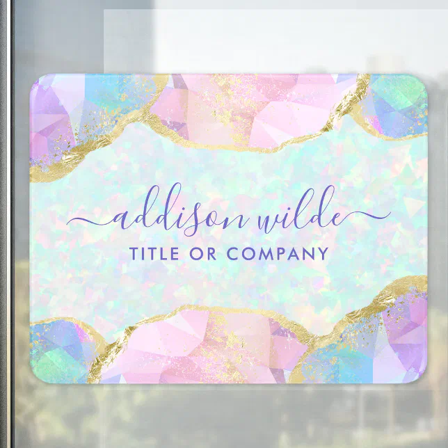 Opal Gemstone Pastel Iridescent Modern Business Door Sign | Zazzle