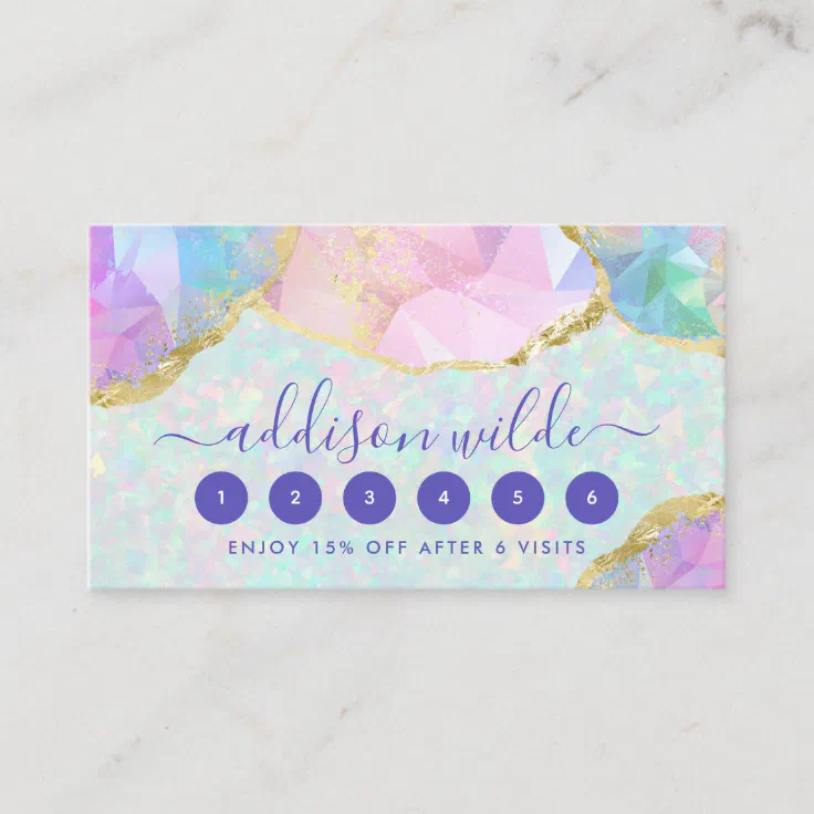 Opal Gemstone Pastel Iridescent Modern Elegant Loyalty Card | Zazzle