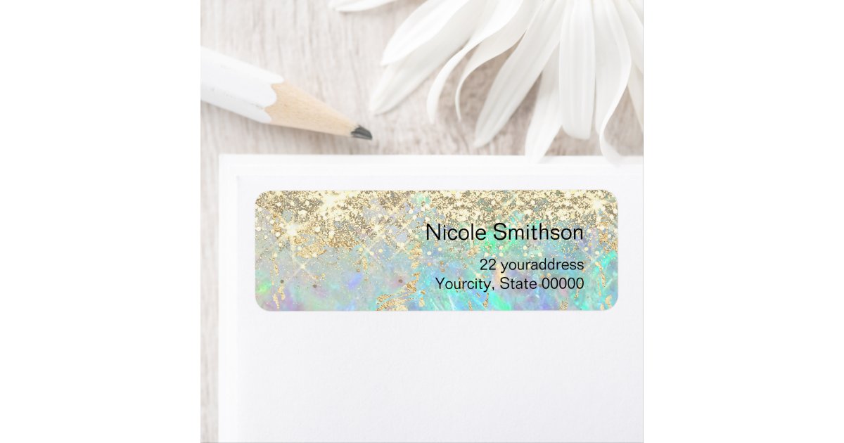 opal glitter background labels | Zazzle