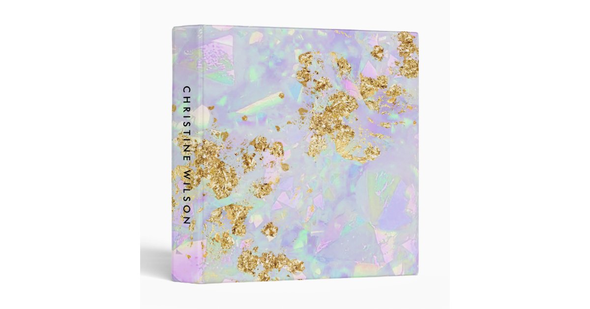opal inspired faux chunky glitter 3 ring binder | Zazzle