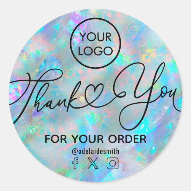 opal inspired thank you script classic round sticker | Zazzle