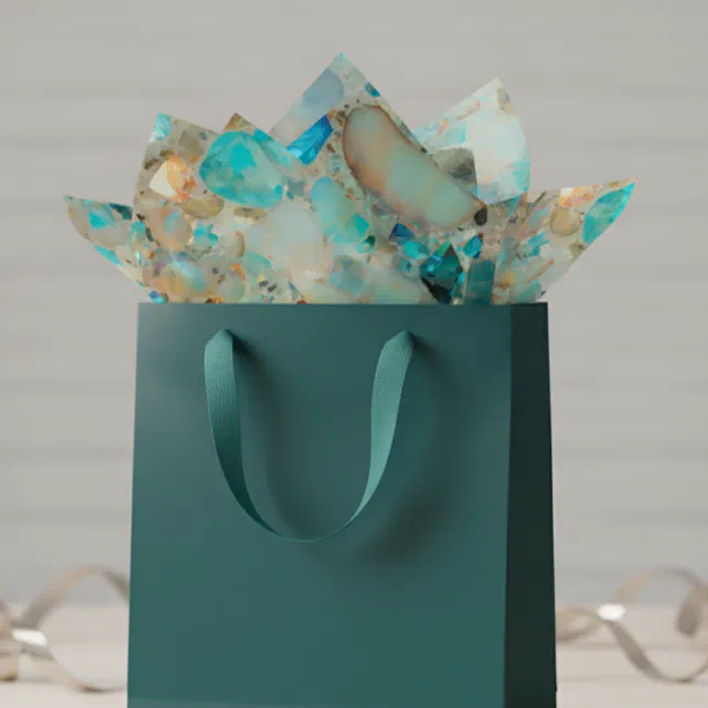 Opal Pretty Blue Aqua Gem Stone Tissue Paper | Zazzle