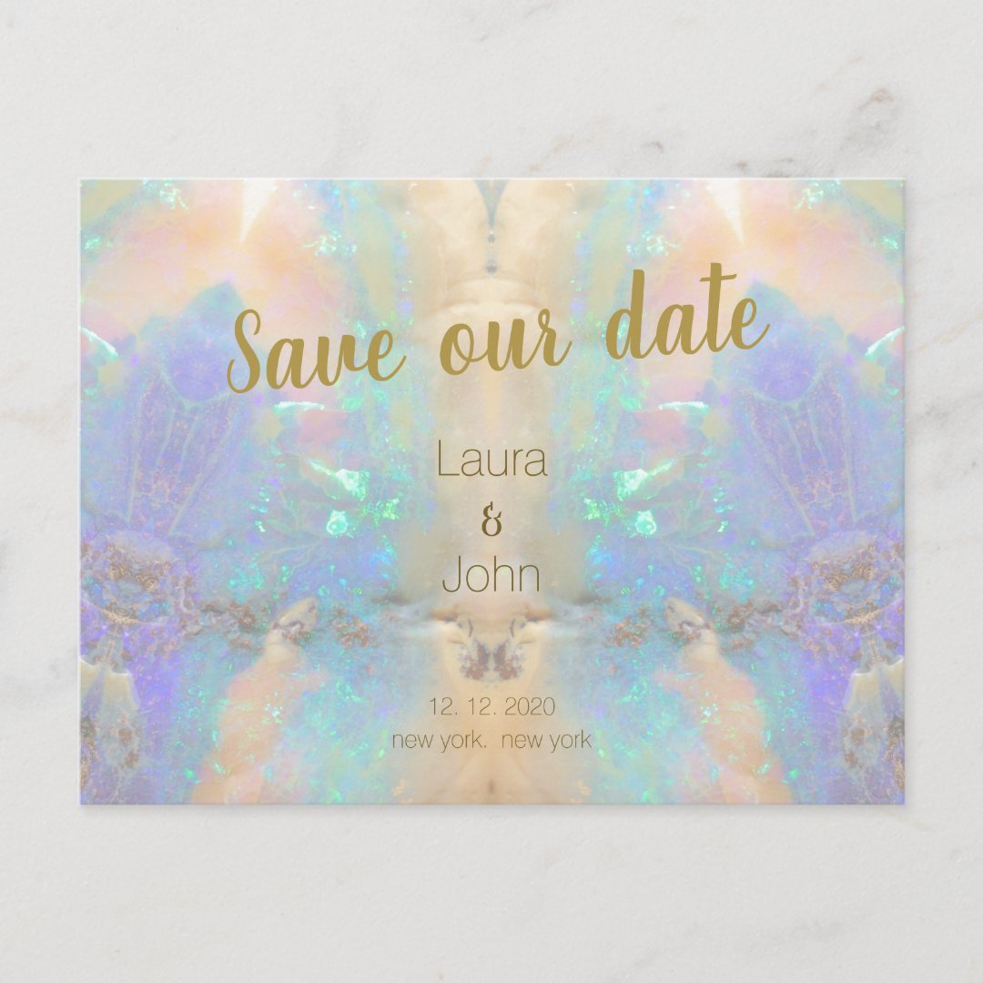Opal Quartz Gem Save The Date Wedding Invitation Postcard | Zazzle