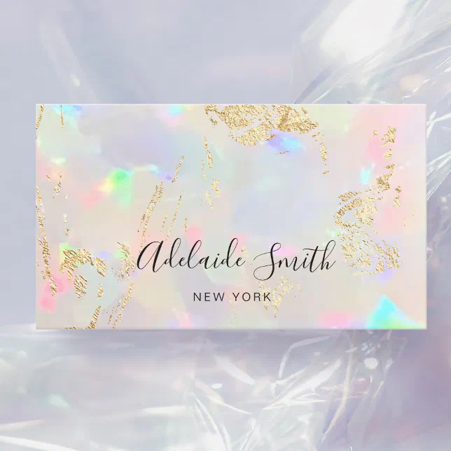 opal texture gold details business card | Zazzle