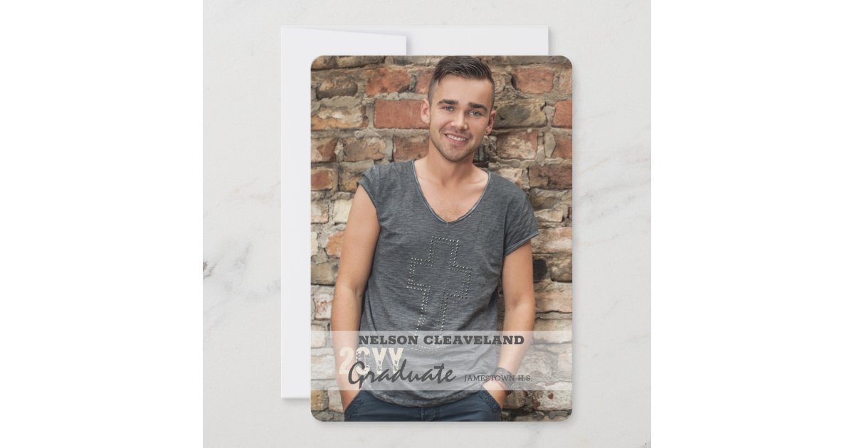 Opaque Banner Photo Graduation Announcement | Zazzle