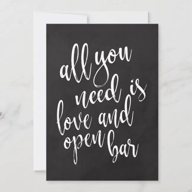 Open bar affordable chalkboard wedding sign invitation | Zazzle