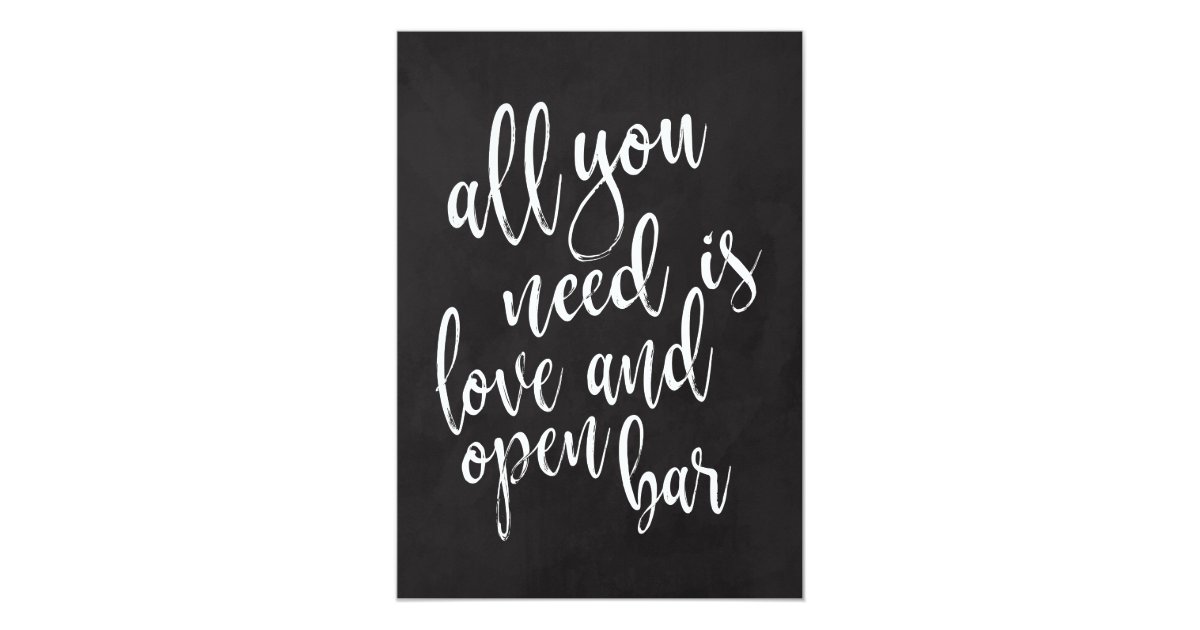 Open bar affordable chalkboard wedding sign invitation | Zazzle.com
