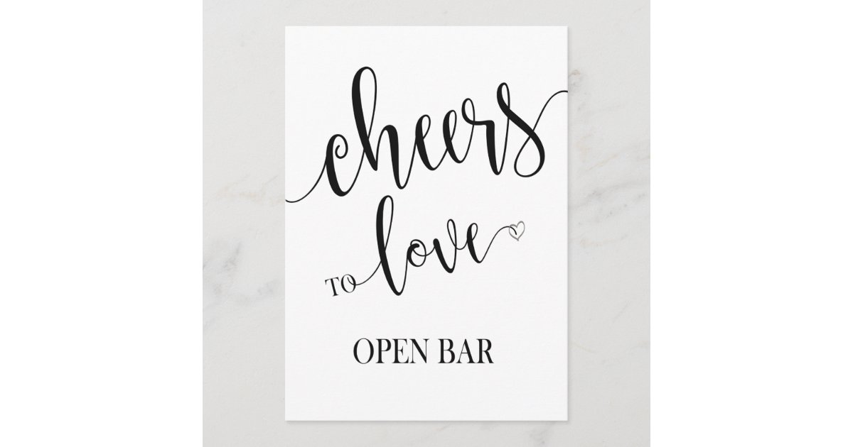 Open Bar Flat Card Wedding Sign | Zazzle