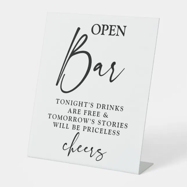 Open Bar minimalist wedding sign | Zazzle