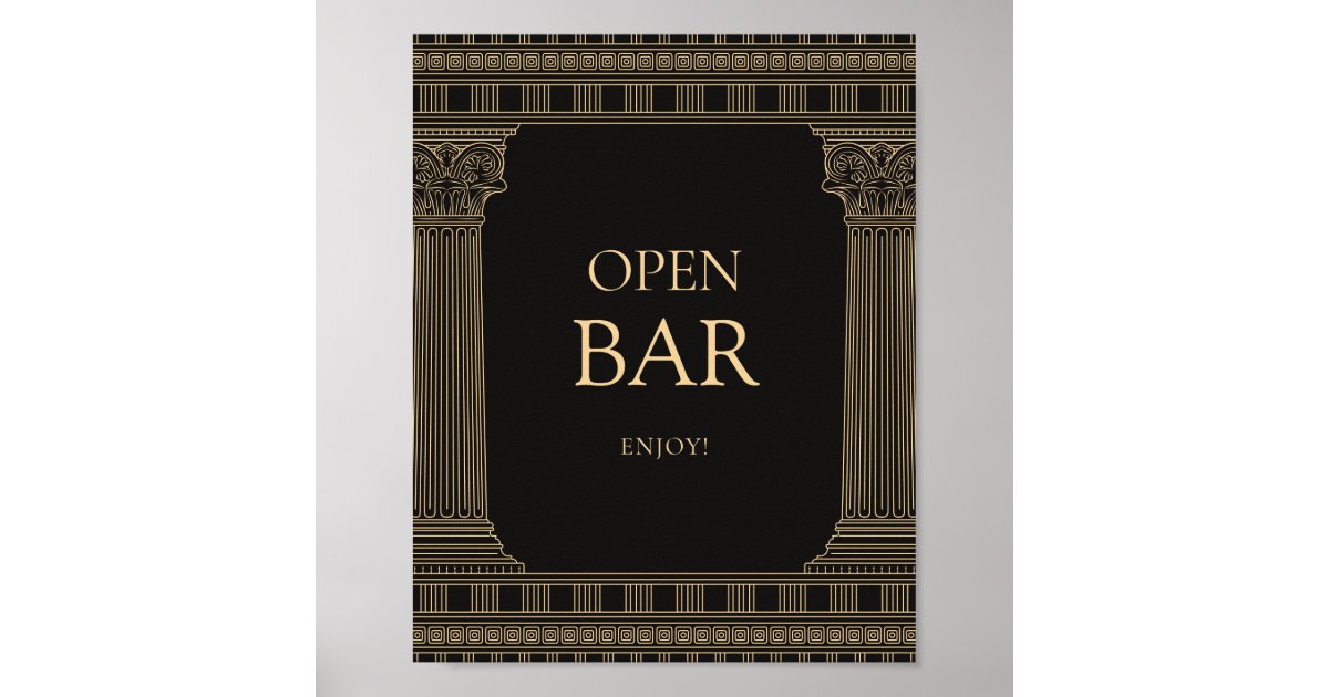 Open bar sign for Greek party with CUSTOM COLOURS | Zazzle