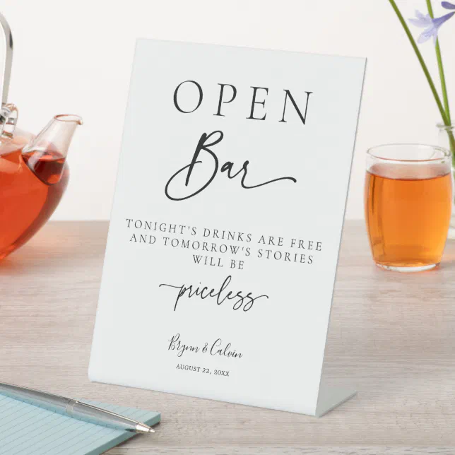 Open Bar Sign Wedding Reception Table Poster B613 | Zazzle