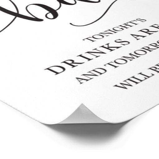 Open Bar Wedding Alcohol Sign | Zazzle