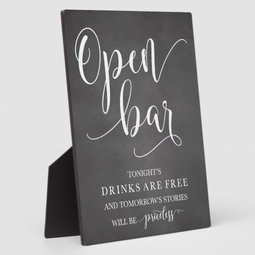 Open Bar Wedding Alcohol Sign Plaque | Zazzle