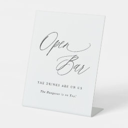 Open Bar Wedding Sign Elegant Modern Calligraphy | Zazzle