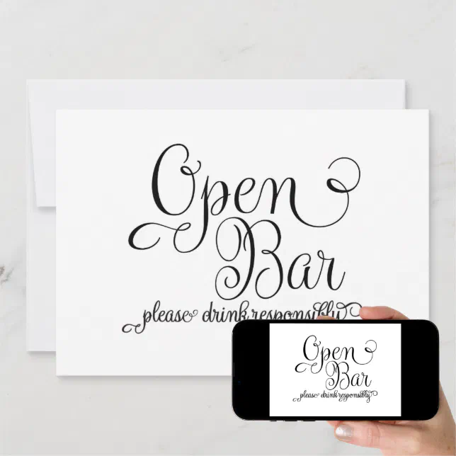 OPen Bar Wedding Sign Invitation | Zazzle