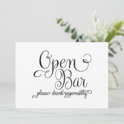 OPen Bar Wedding Sign Invitation | Zazzle