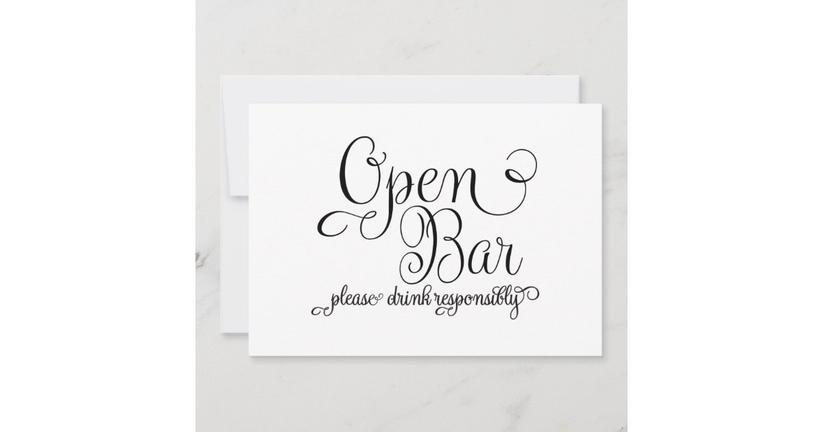 OPen Bar Wedding Sign Invitation | Zazzle