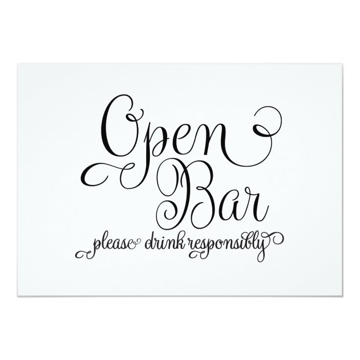 OPen Bar Wedding Sign Invitation | Zazzle.com