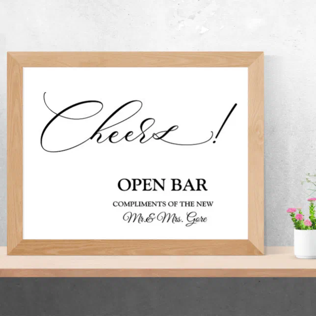 Open bar wedding sign poster | Zazzle
