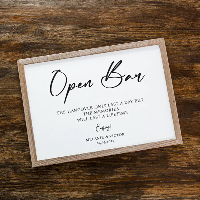 Open Bar Wedding Sign Poster | Zazzle