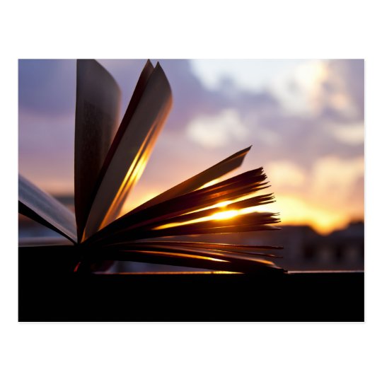 Open Book and Sunset Photography Postcard | Zazzle.com