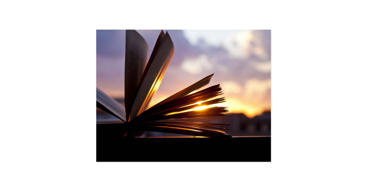 Open Book and Sunset Photography Postcard | Zazzle.com