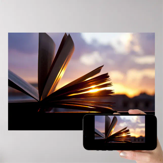 Open Book and Sunset Photography Poster | Zazzle