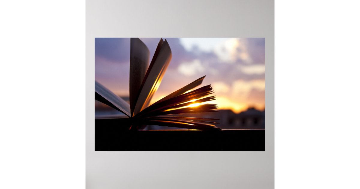 Open Book and Sunset Photography Poster | Zazzle