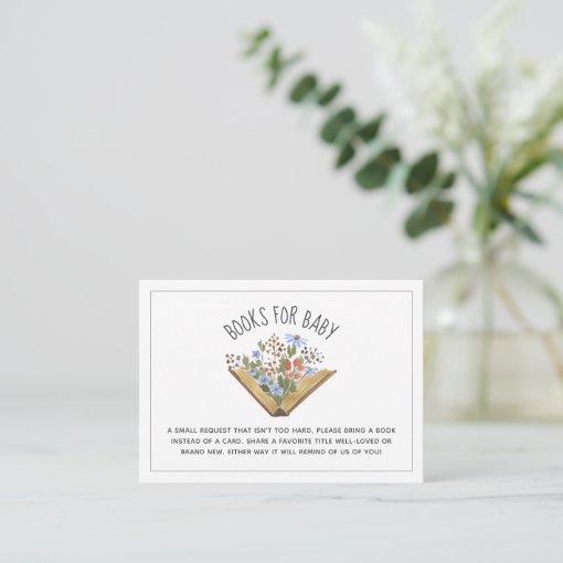 Open Book Baby Shower Book Request Enclosure Card | Zazzle
