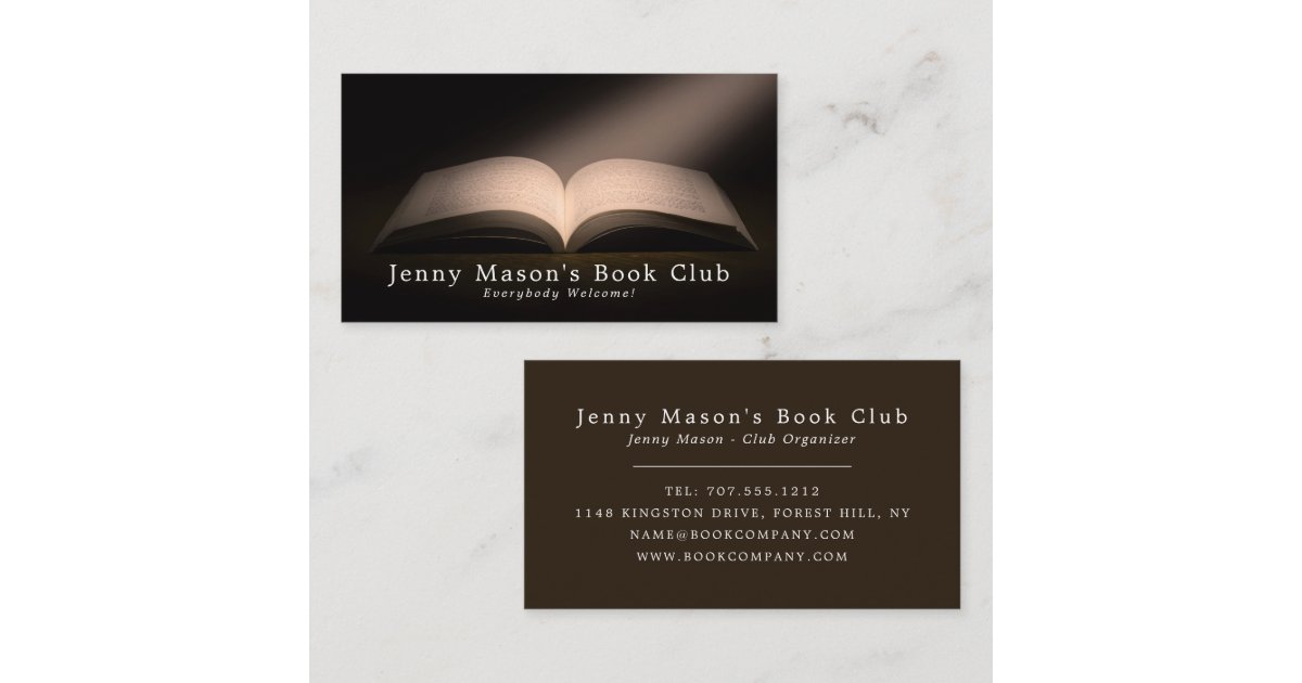 Open Book, Book Club Business Card | Zazzle