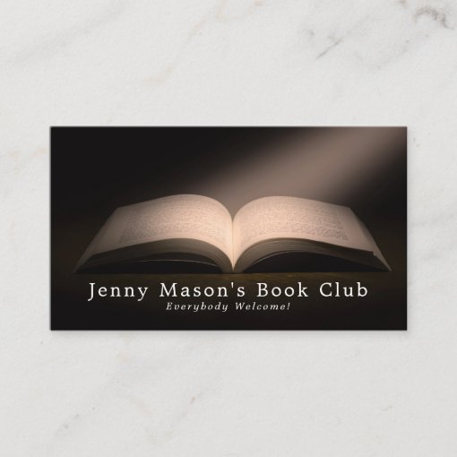 Open Book, Book Club Business Card | Zazzle