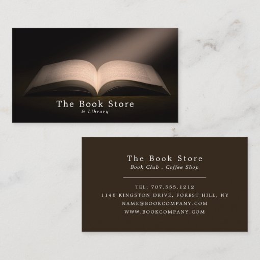 Open Book, Book Store Business Card | Zazzle