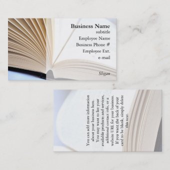 Open Book Business Cards | Zazzle