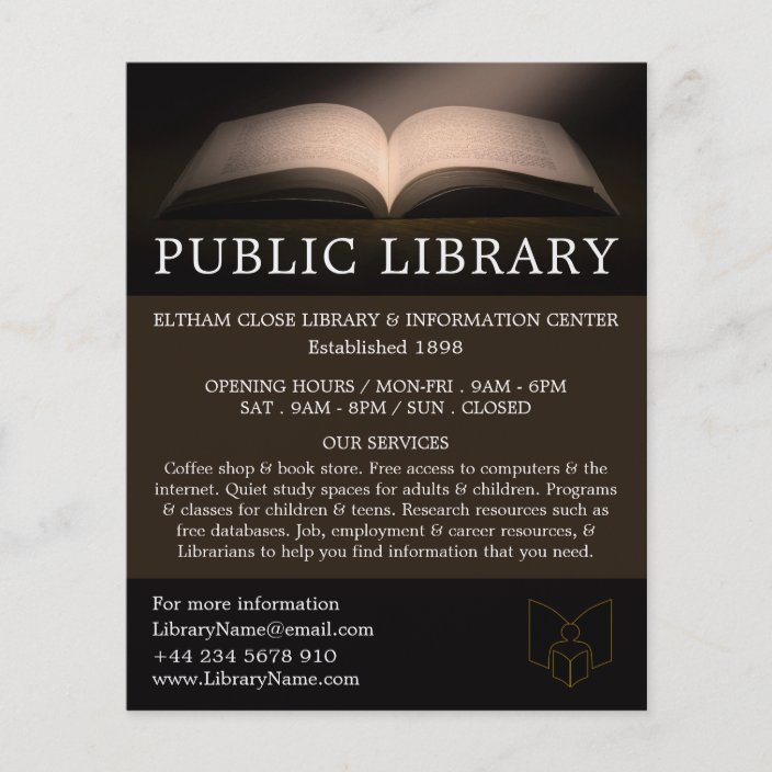 Open Book, Library Advertising Flyer | Zazzle.com