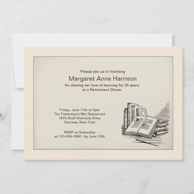 Open Book Retirement Dinner Invitation | Zazzle