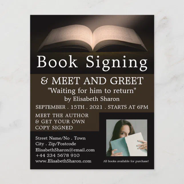 Open Book, Writers Book Signing Advertising Flyer | Zazzle