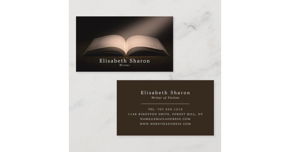 Open Book, Writers Business Card | Zazzle