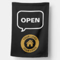 Open Custom Business Logo Text Black House Flag | Zazzle