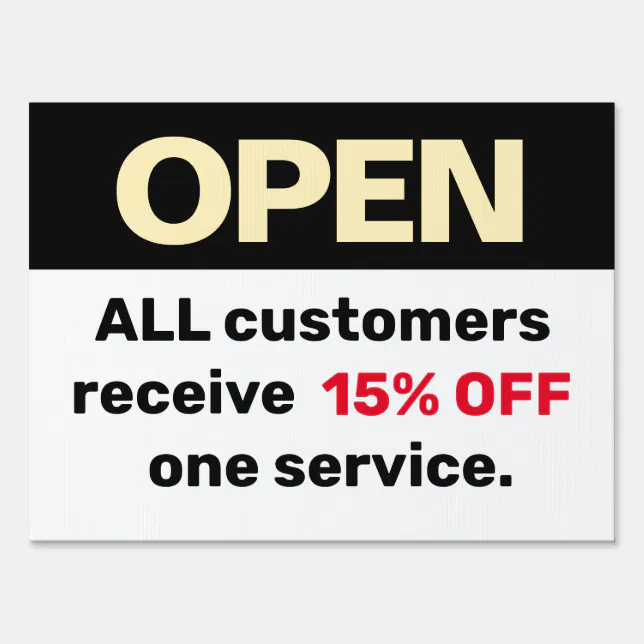 Open for Business Customer Discount Sale Sign | Zazzle