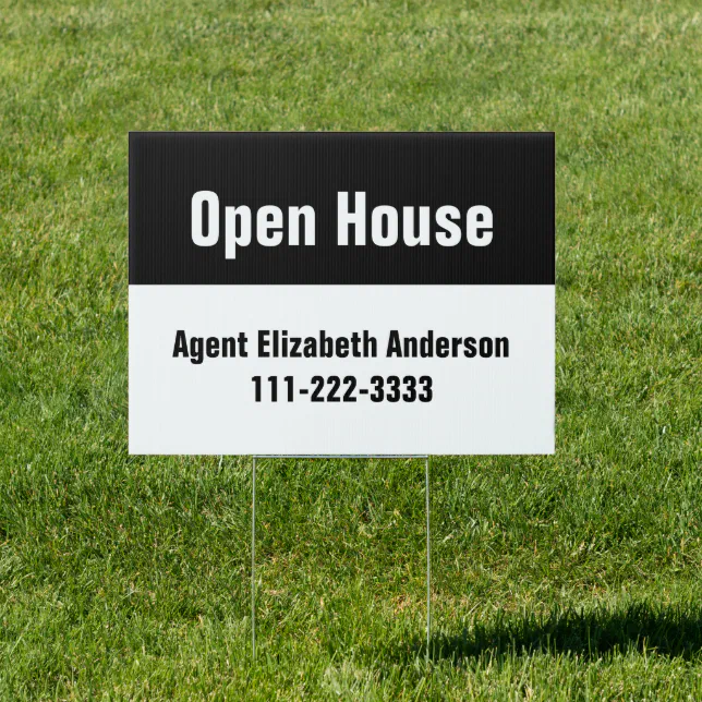 Open House Black and White Real Estate Template Sign | Zazzle