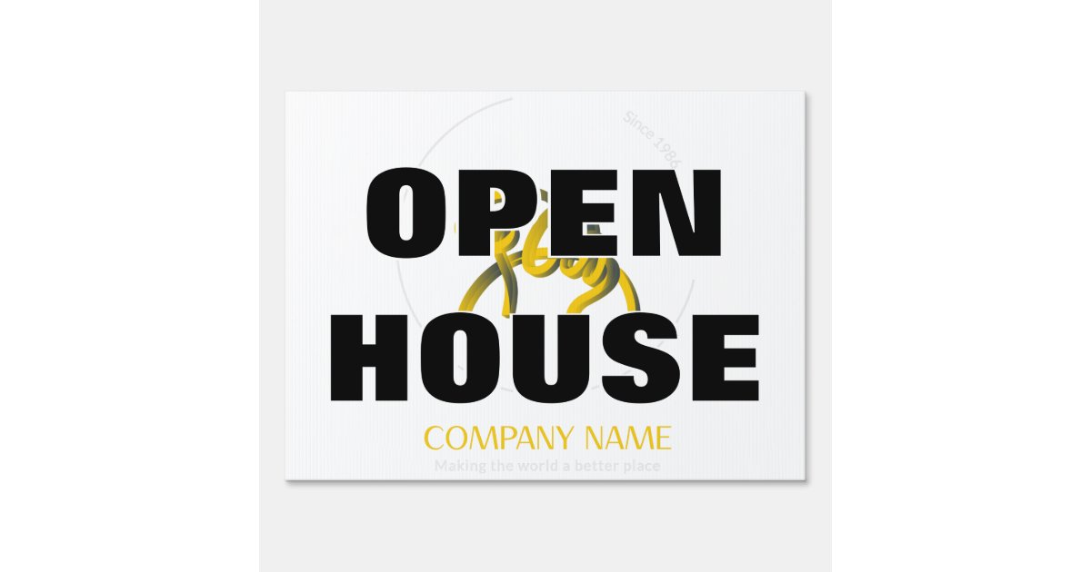 OPEN HOUSE Business Logo Yard Sign v2 Glitch2 | Zazzle