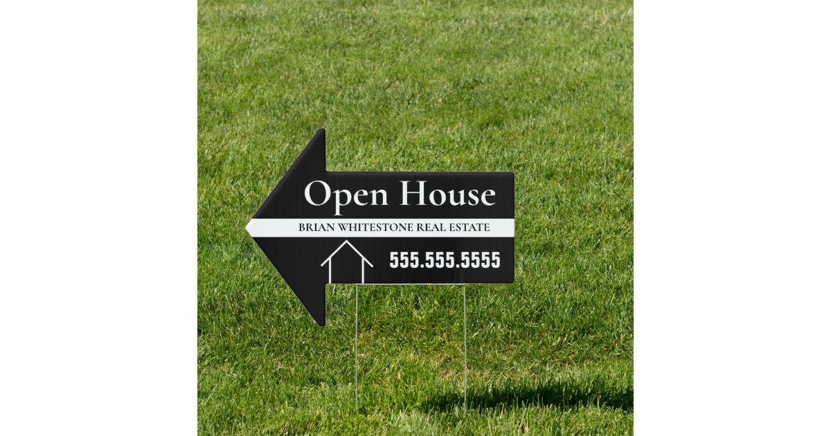 Open House Custom Real Estate Company Arrow Yard Sign | Zazzle
