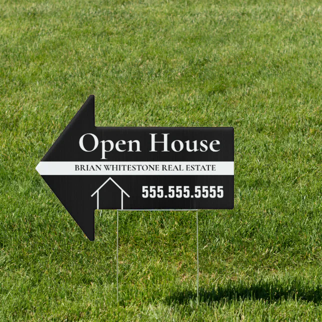 Open House Custom Real Estate Company Arrow Yard Sign | Zazzle