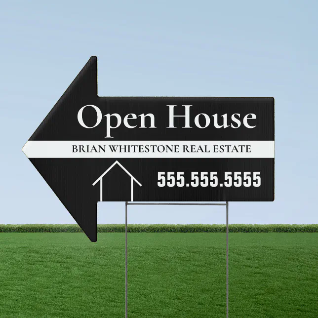 Open House Custom Real Estate Company Arrow Yard Sign | Zazzle