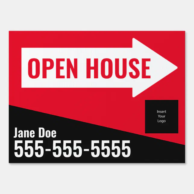 Open House Directional - Black & Red Sign | Zazzle