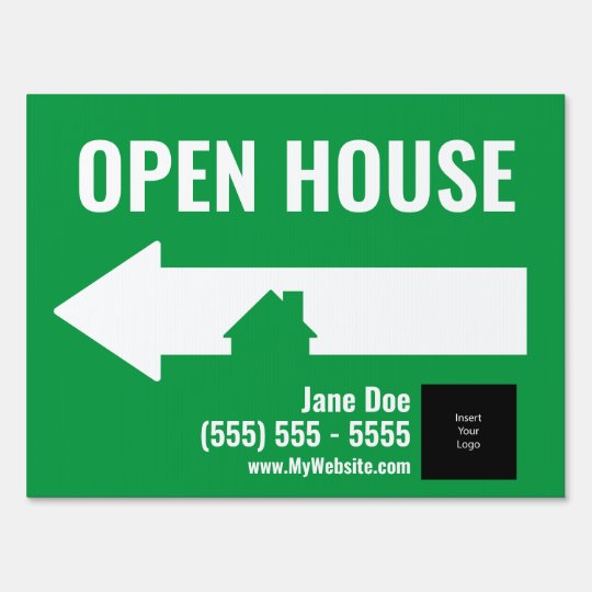 Open House Directional Sign - 18x24 - Green Custom | Zazzle.com