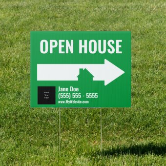 Open House Directional Sign - 18x24 - Green Custom | Zazzle
