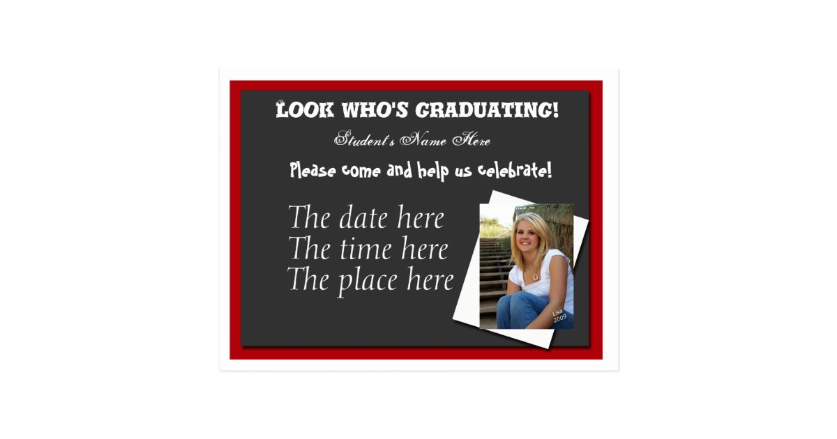 Open house graduation invitation postcard | Zazzle.com